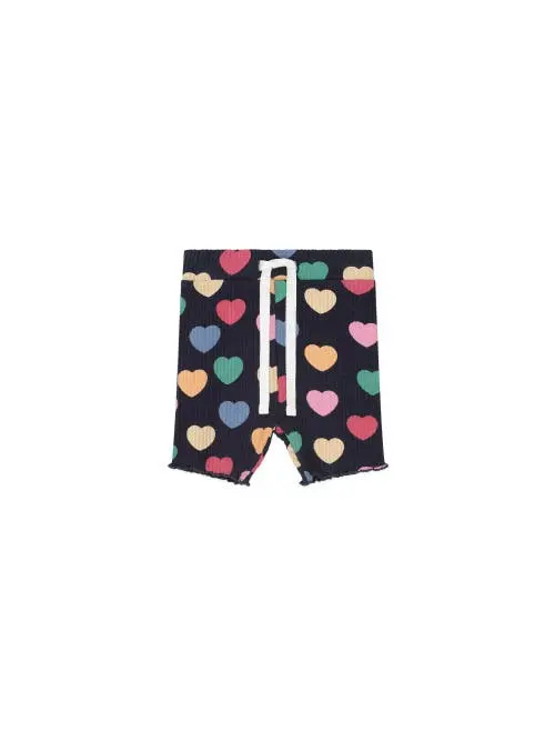 HUXBABY Multi Hearts Ribbed Bike Shorts - Navy Multi