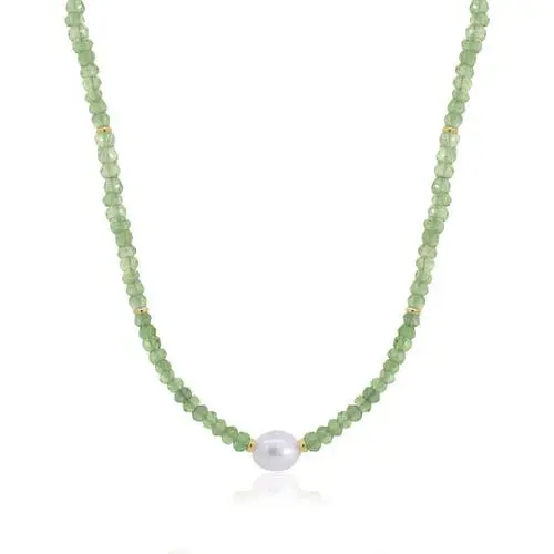 THE LOVERY FINE JEWELRY 14k Yellow Gold Bead Pearl Necklace - Peridot