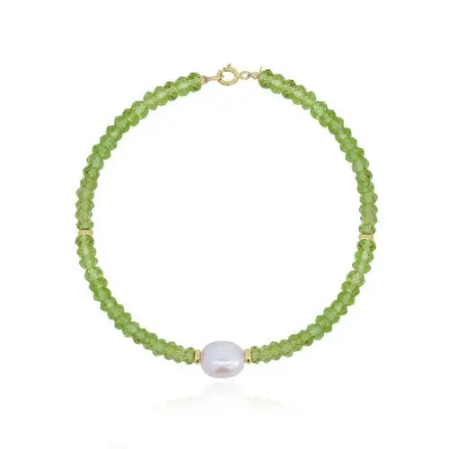 THE LOVERY Bead Pearl Bracelet - Peridot