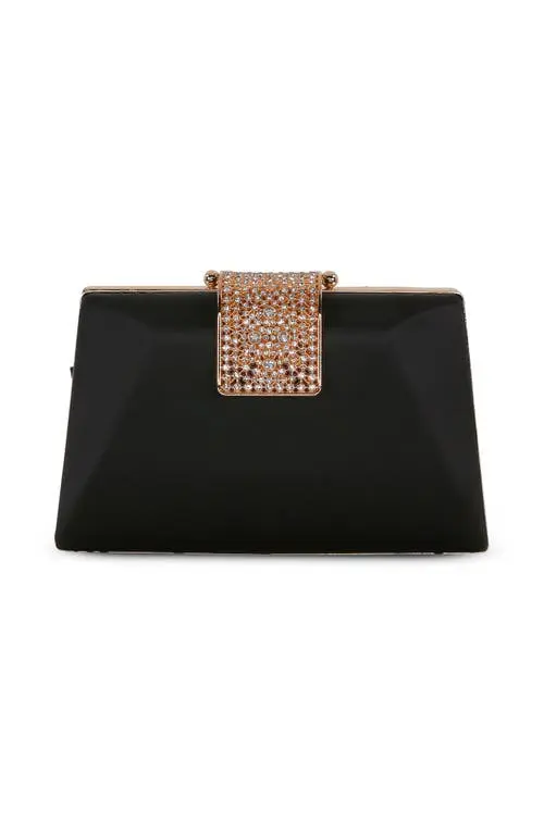 Badgley Mischka Amira Faceted Minaudiere Clutch - Black