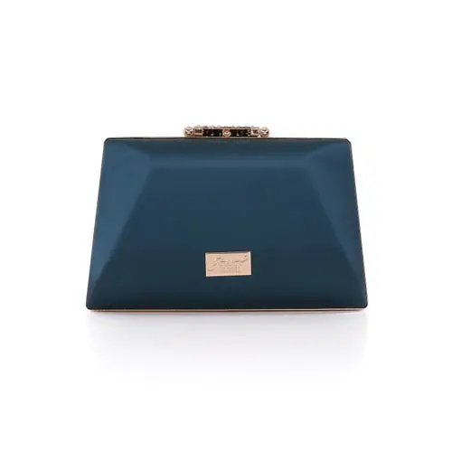 Badgley Mischka Amira Faceted Minaudiere Clutch - Teal