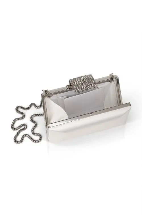 Badgley Mischka Amira Faceted Minaudiere Clutch - White