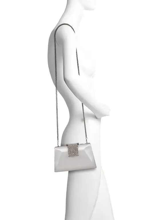 Badgley Mischka Amira Faceted Minaudiere Clutch - White