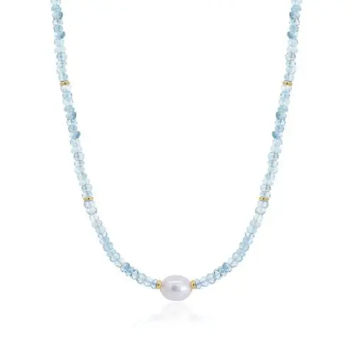 THE LOVERY FINE JEWELRY Bead Pearl Necklace - Blue Topaz