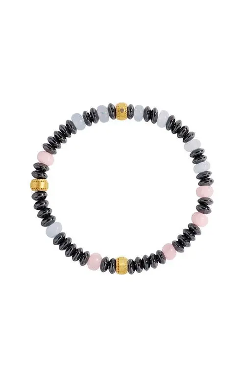 KARMA AND LUCK Hematite Rose Quartz Aquamarine Bracelet - Grey/multicolor