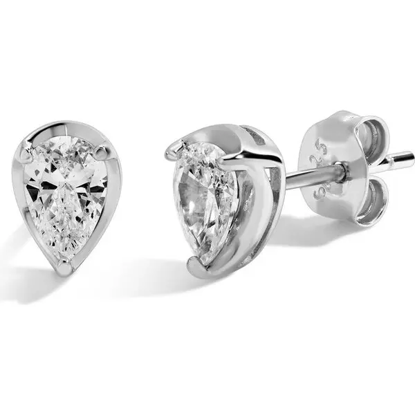MAZIN JEWELS Pear Shaped Stud Earrings - Silver