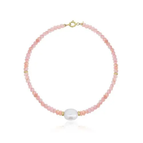 THE LOVERY Beaded Pearl Bracelet - Pink Opal