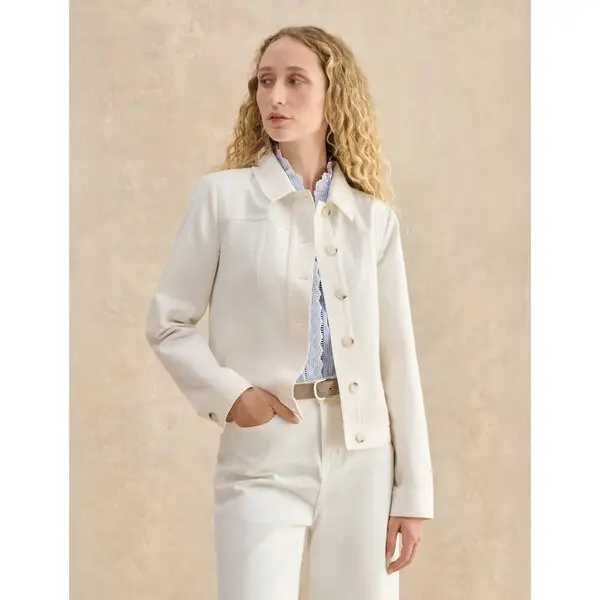 HOBBS LONDON Selborne Boxy Cropped Denim Jacket - Milky White