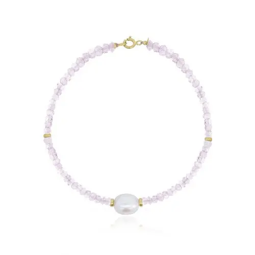 THE LOVERY FINE JEWELRY 14k Yellow Gold And Pearl Bracelet - Rose Quartz