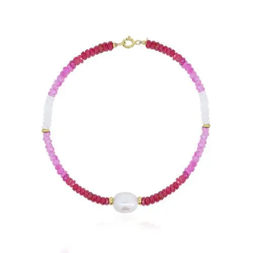 THE LOVERY Ombre Bead Pearl Bracelet - Ruby