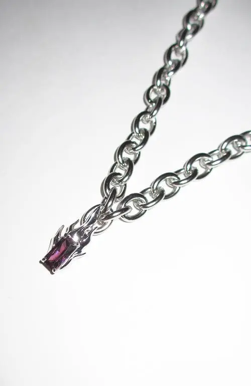 RIMOR JEWELRY Purple Cubic Zirconia Pendant Chain - Silver