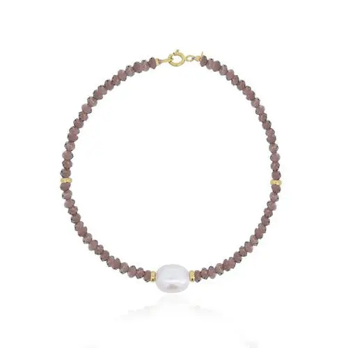THE LOVERY 14k Yellow Gold Bead Pearl Bracelet - Garnet