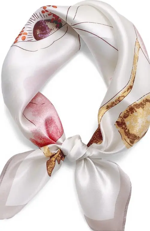 SILKSILKY Elegant Pure Silk Square Scarf - Beige