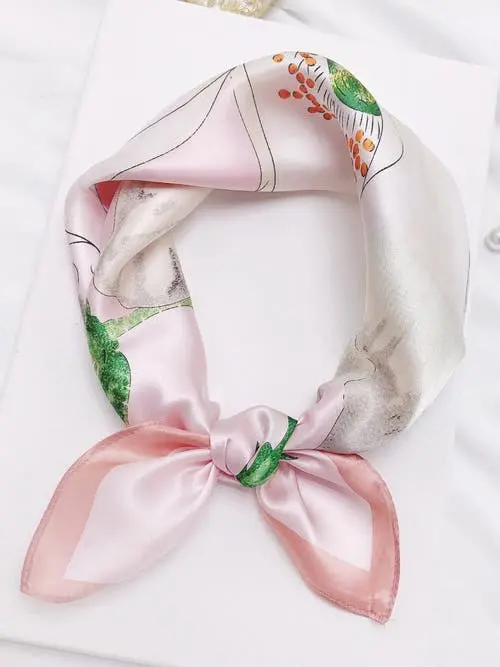SILKSILKY Elegant Pure Silk Square Scarf - Pink