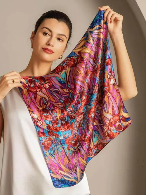 SILKSILKY Pure Silk Abstract Square Scarf - Multi