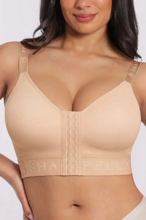 SHAPELLX Wireless Front Closure Support Bra - Beige