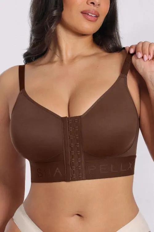 SHAPELLX Bare Essentials Airslim Unlined Wireless Front-closure Bra - Brown
