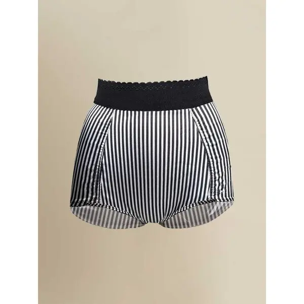 CONTESSA MILLS Seraphim Striped Satin High-waist Knickers - Black-white