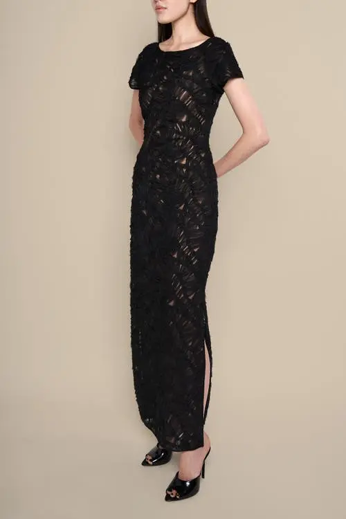 CONTESSA MILLS Fleur Sheer Italian Lace Maxi Dress