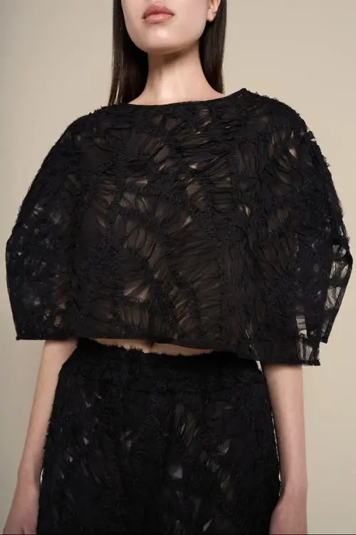 CONTESSA MILLS Sheer Abstract Lace Shawl