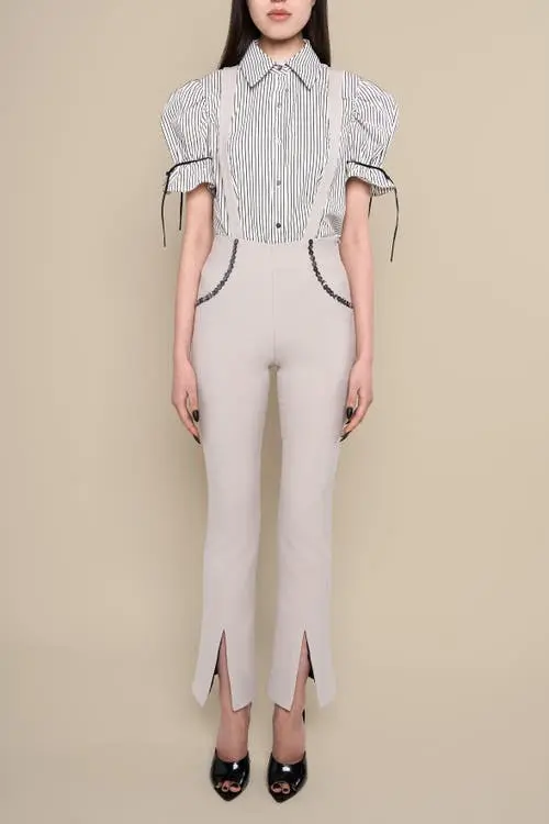CONTESSA MILLS Slim-fit Flared Trousers With Removable Suspenders