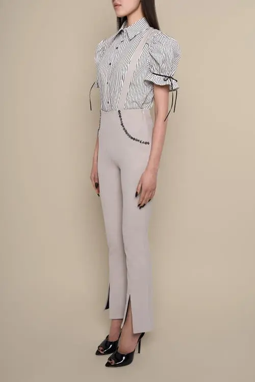 CONTESSA MILLS Slim-fit Flared Trousers With Removable Suspenders
