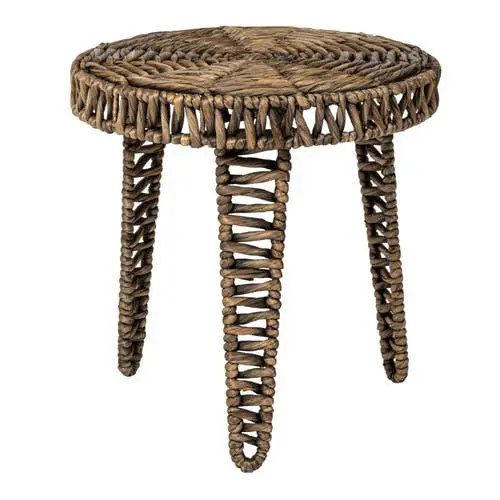 JONATHAN Y Amara Bohemian Handwoven Round End Table - Brown