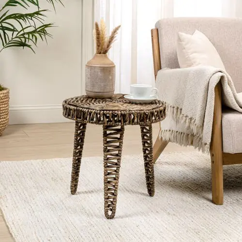 JONATHAN Y Amara Bohemian Handwoven Round End Table