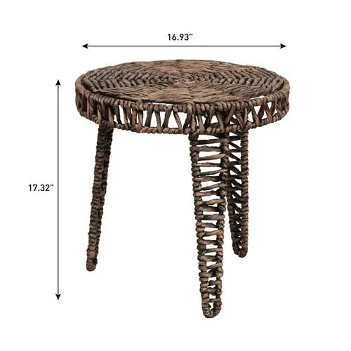 JONATHAN Y Amara Bohemian Handwoven Round End Table