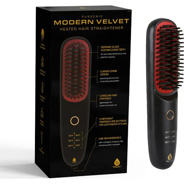 PURSONIC Modern Velvet Heated Hair Straightener - Black