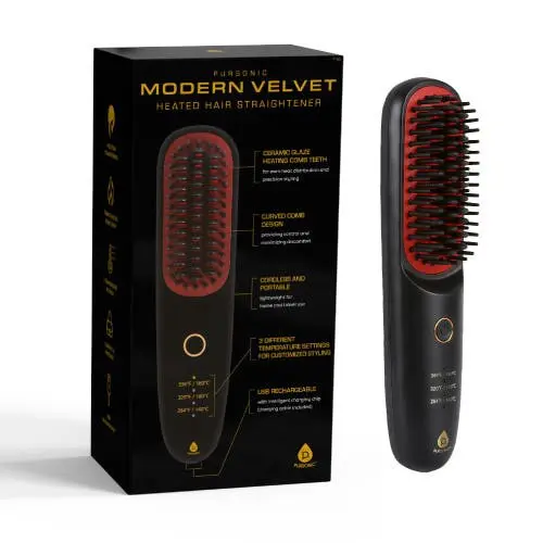 PURSONIC Modern Velvet Heated Hair Straightener - Black