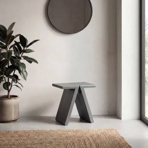 JONATHAN Y Jack Handcrafted Solid Wood Accent Stool