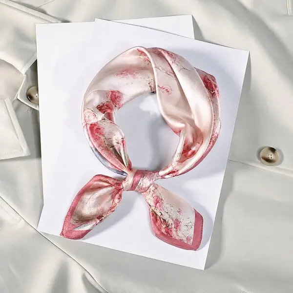 SILKSILKY Pure Silk Delicate Square Scarf - Medium Pink