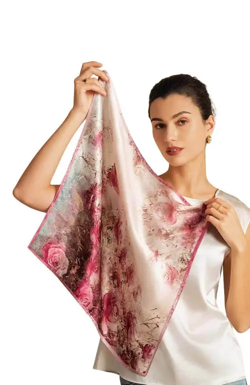 SILKSILKY Pure Silk Delicate Square Scarf - Medium Pink
