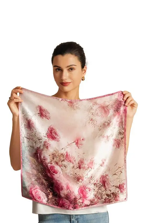 SILKSILKY Pure Silk Delicate Square Scarf - Medium Pink