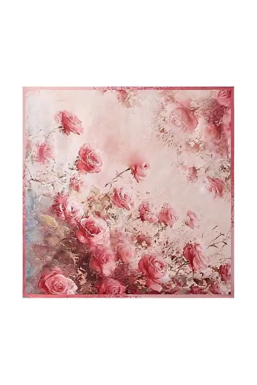 SILKSILKY Pure Silk Delicate Square Scarf - Medium Pink