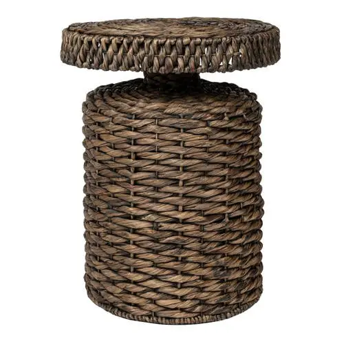 JONATHAN Y Marisol Bohemian Woven Round Accent Table - Brown