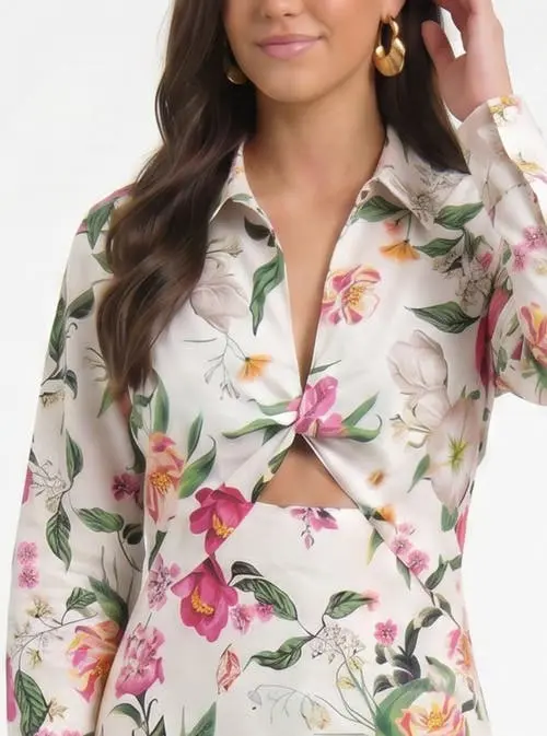 Rachel Rachel Roy Floral Print Shirtdress With Cutout