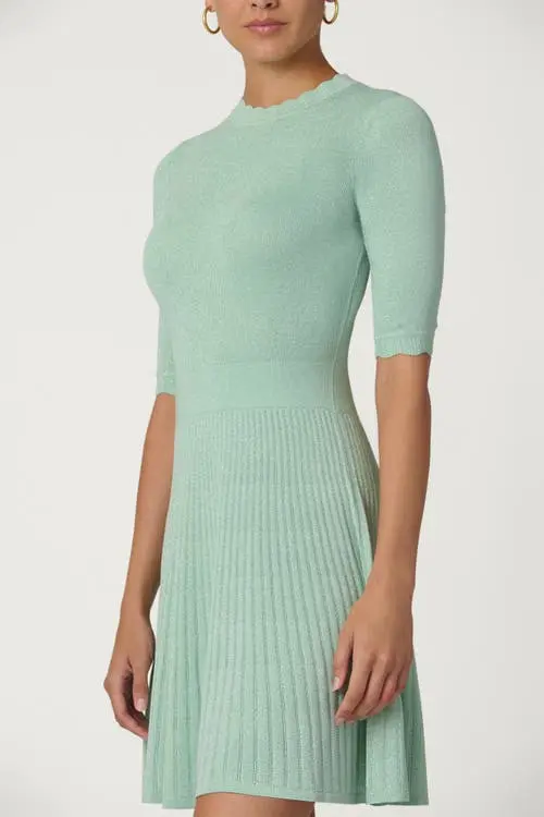 Shoshanna Fine Gauge Shimmer Knit Warren Mini Dress