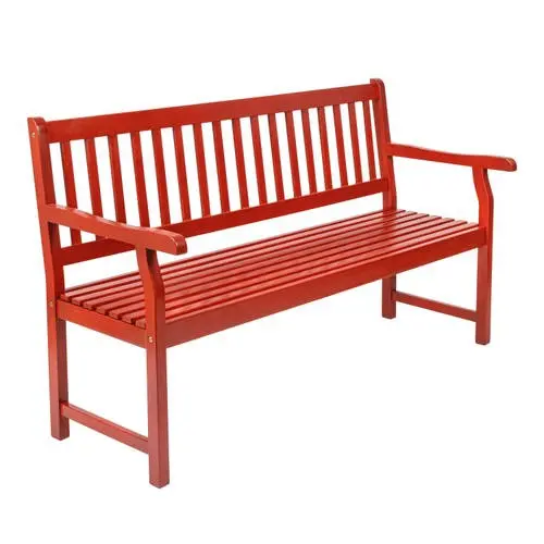 JONATHAN Y Laurel Classic Slatted Acacia Mangium Wood Indoor/outdoor Patio Garden Bench With Armrests For Porch - Red