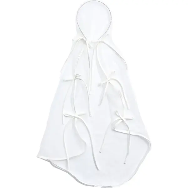 TULLEEN Ribbon-tie Mesh Veil - White