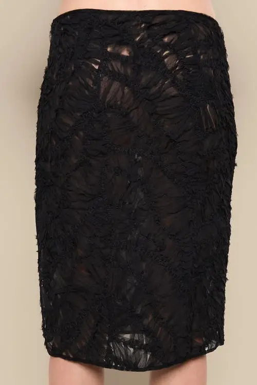 CONTESSA MILLS Abstract Lace Midi Pencil Skirt