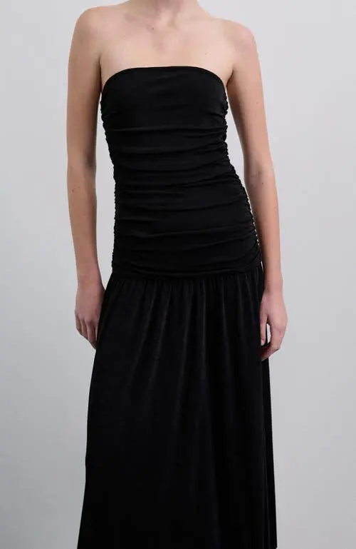 SCALPERS Gathered Knit Midi Dress - Black