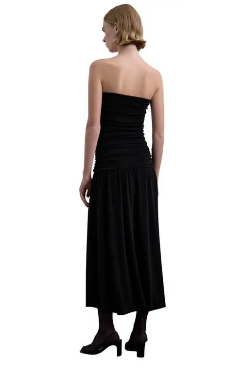 SCALPERS Gathered Knit Midi Dress - Black