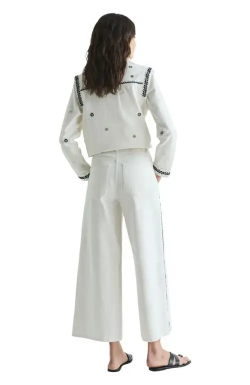 SCALPERS Contrast Embroidered Wide Leg Jeans