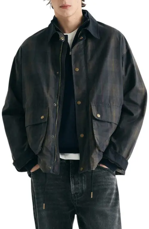 SCALPERS Waxed Checkered Jacket - Navycheck