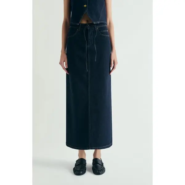 SCALPERS Denim Midi Skirt - Darkindigo