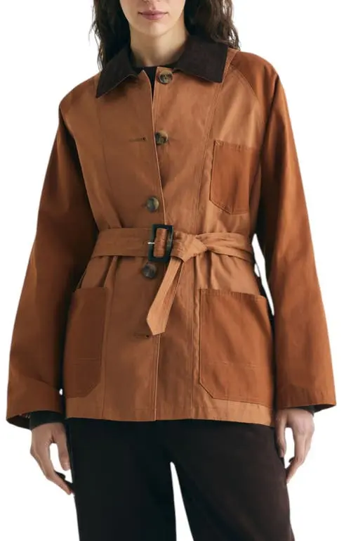 SCALPERS Two-tone Waxed Jacket - Terracotta