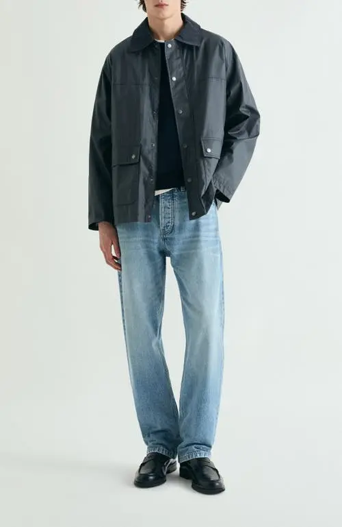 SCALPERS Waxed Cotton Jacket With Snaps - Darknavy