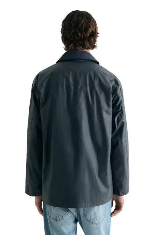 SCALPERS Waxed Cotton Jacket With Snaps - Darknavy